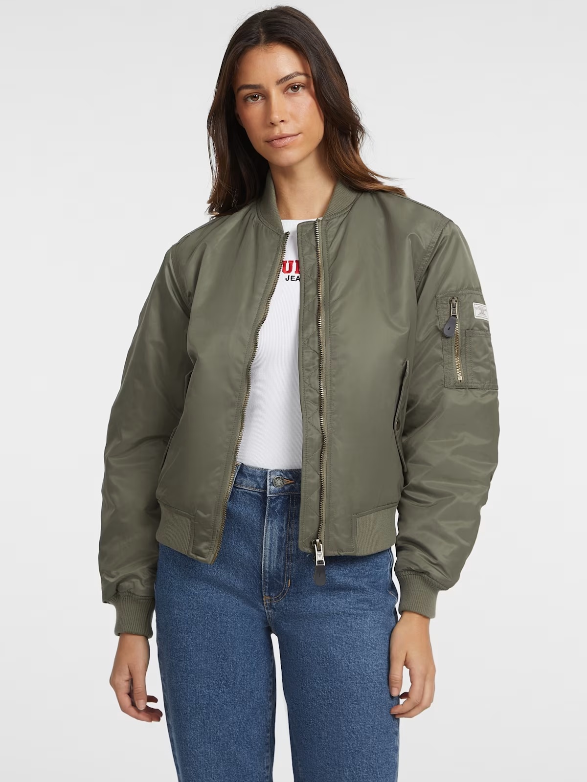 Nylon Bomber Jacket - Green - GUESS