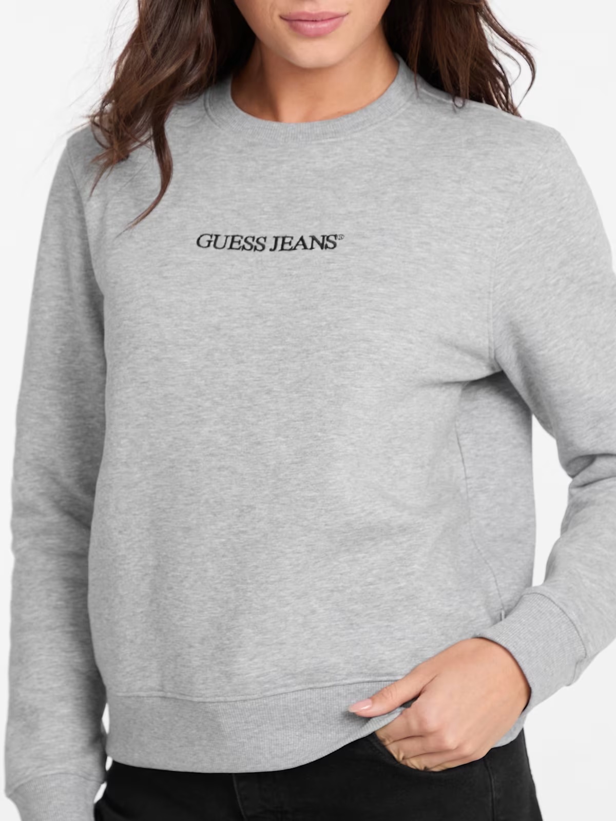 Embroidered Logo Sweatshirt - Gray - GUESS