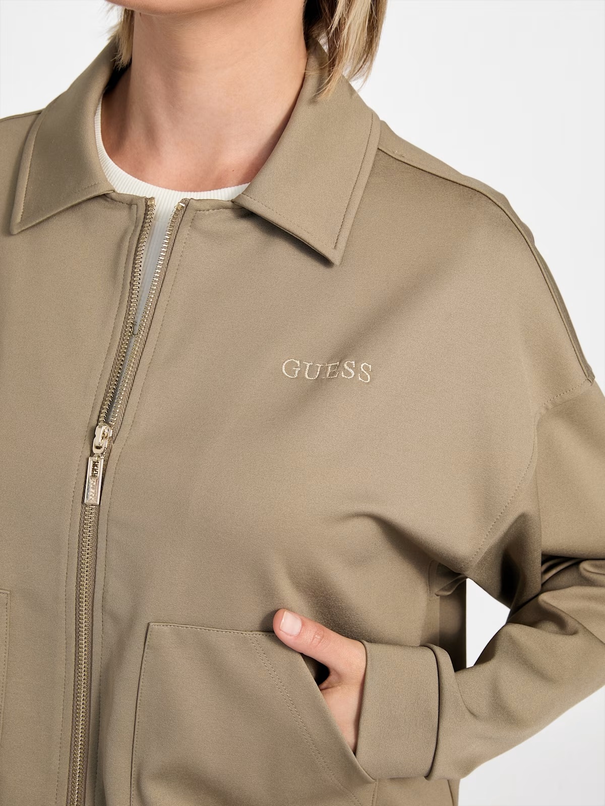 Eco Carla Nylon Jacket - Green - GUESS